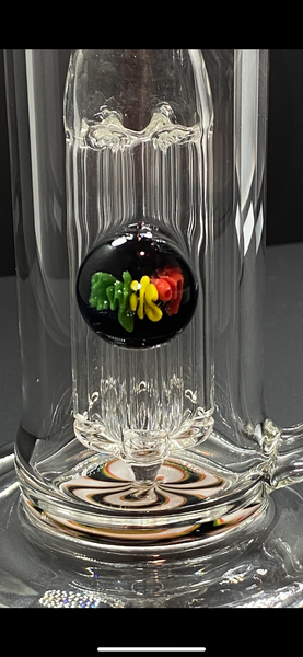 Ben Wilson Rasta Recycler 14mm slide included – NE Glass Art