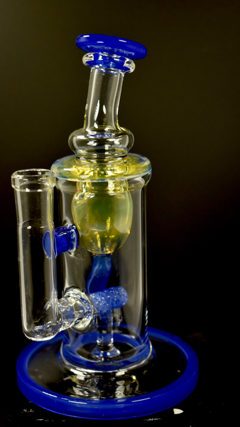 7” Internal Recycler by Monty (Fluid Glass) 14mm Blue Cheese – NE Glass Art